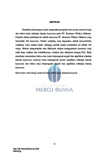 PENGARUH STRES KERJA, MOTIVASI KERJA, DAN BEBAN KERJA TERHADAP KINERJA KARYAWAN (Studi pada PT ...